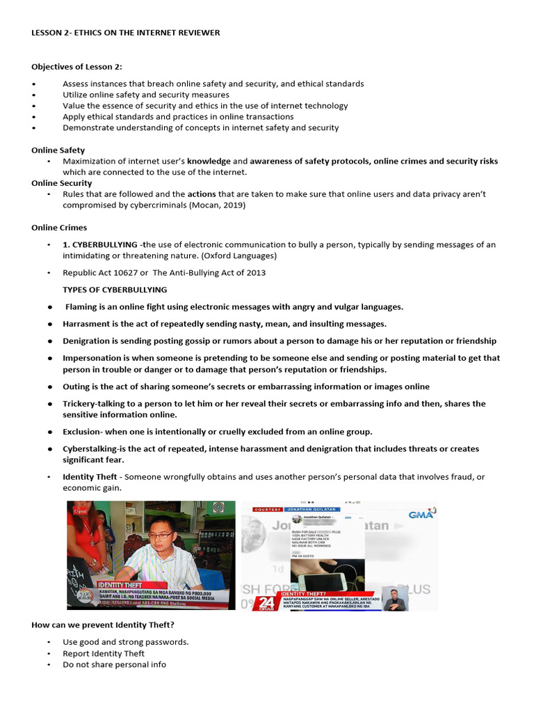 L2 - Ethics On The Internet | PDF | Malware | Phishing