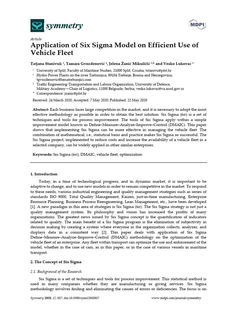 Application of Six Sigma Model On Efficient Use of | PDF | Six Sigma ...