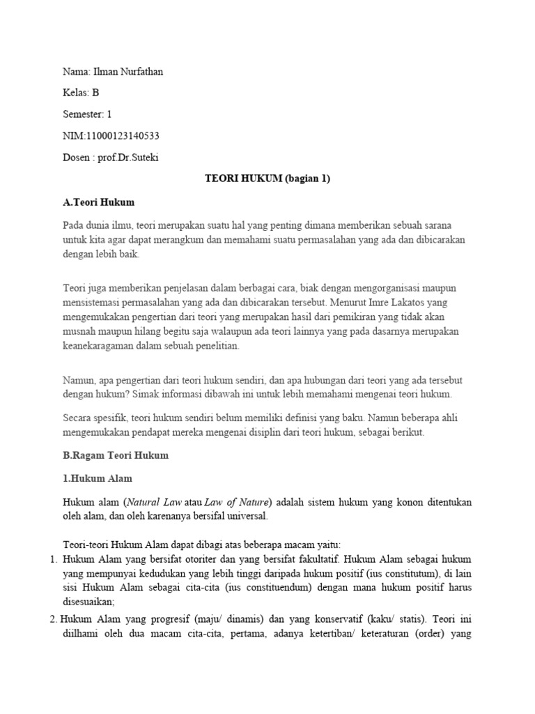 Teori Hukum Alam: Definisi dan Pemikir | PDF