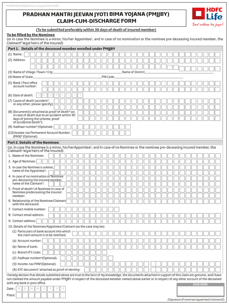 PMJJBY Claim Form Guide | PDF | Insurance | Life Insurance