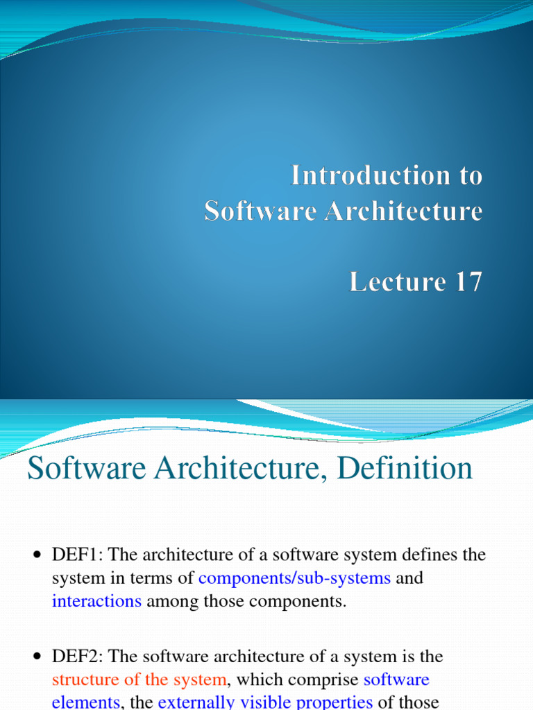 Lecture 17 - Software Architecture | PDF