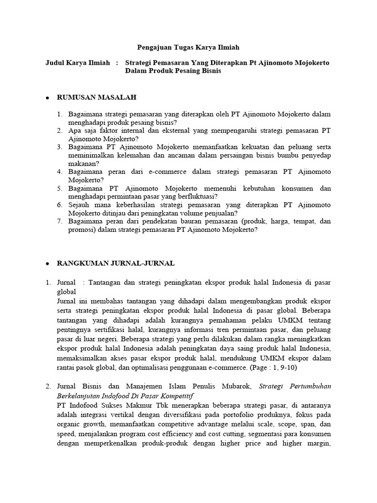 Pengajuan Tugas Karya Ilmiah | PDF