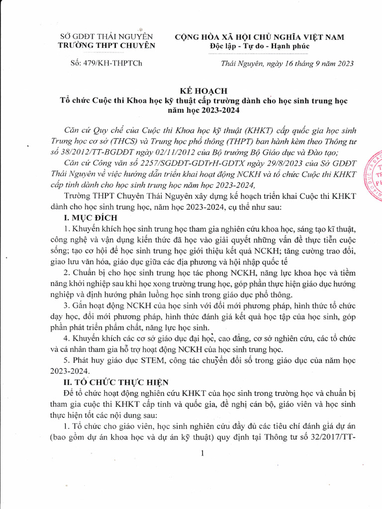 CV_479_CUỘC-THI-KHKT_2023-2024 | PDF