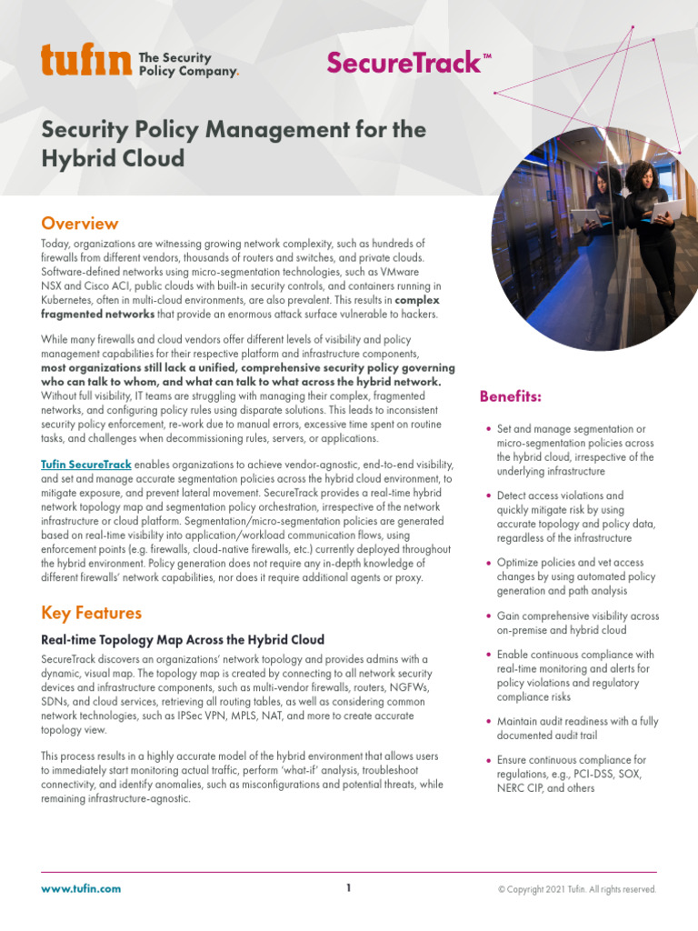 Tufin Securetrack Product Brief | PDF | Cloud Computing | Computer Network