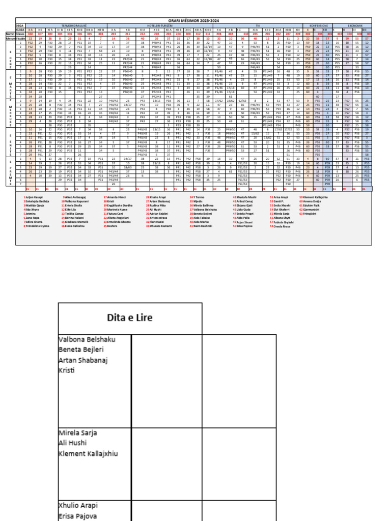 Orari Mesimor 2023-2024 | PDF | Échecs