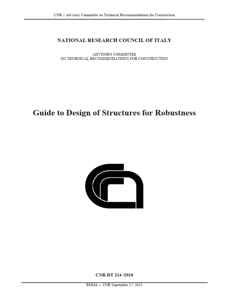 Guide To Design of Structures For Robustness - CNDR 2021 | PDF | Risk | Hazards