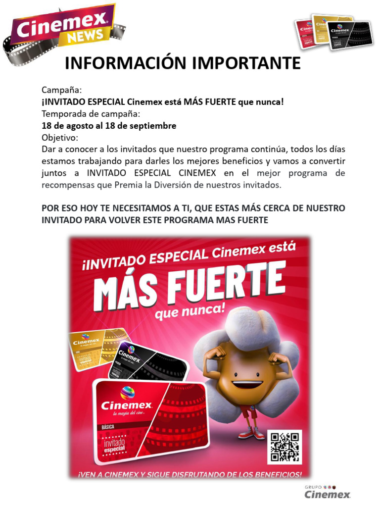 Información Importante: ¡INVITADO ESPECIAL Cinemex Está MÁS FUERTE Que ...