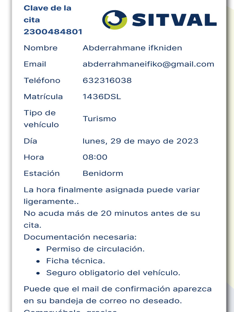 Cita Previa - Itv - Benidorm | PDF