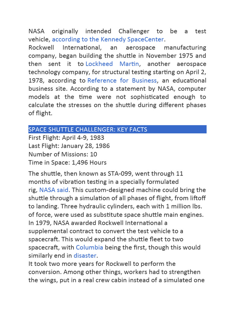 Report On Challenger Space Shuttle Disaster | PDF | Space Shuttle ...