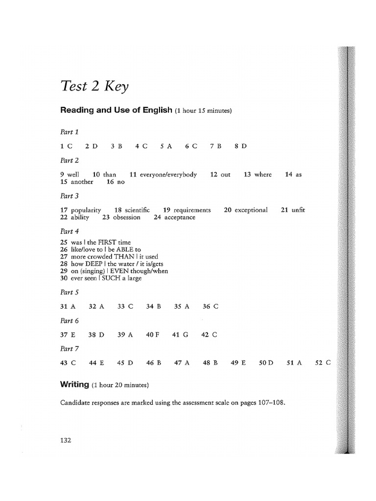 Keys Test Reading y Use of English | PDF