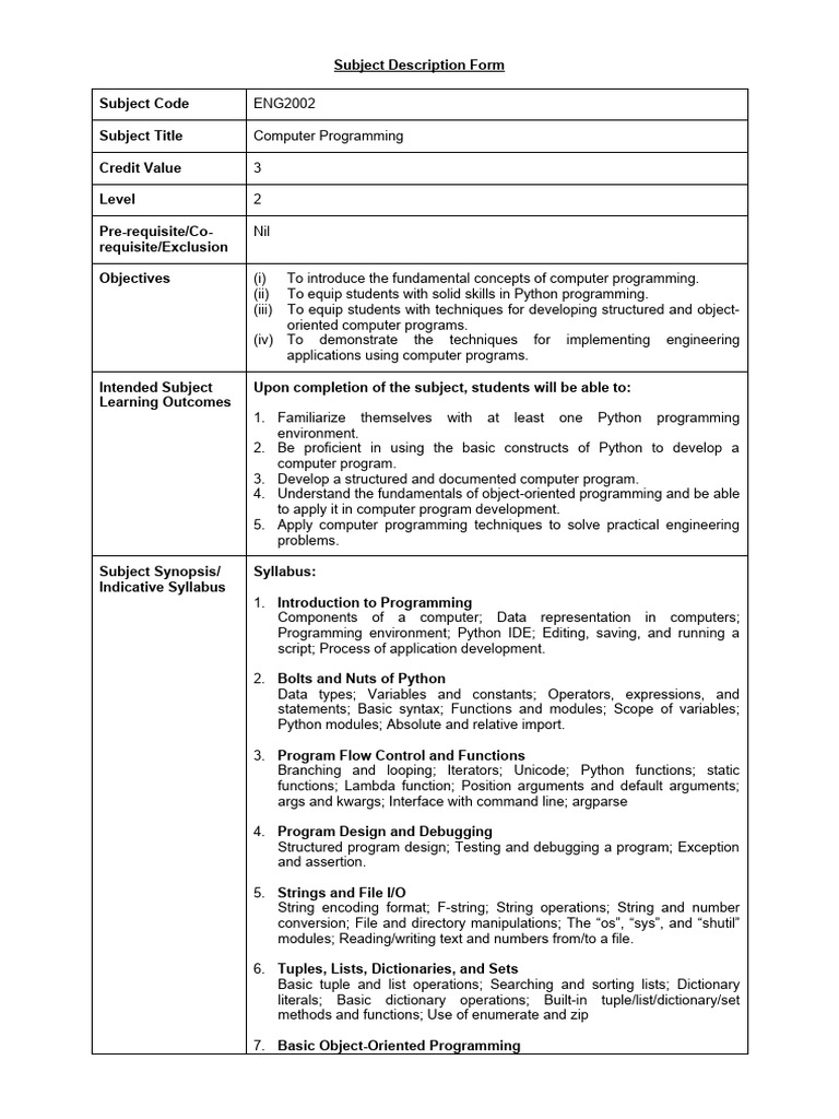 0 Eng2002 Computer Programming Pdf Computer Programming Programming