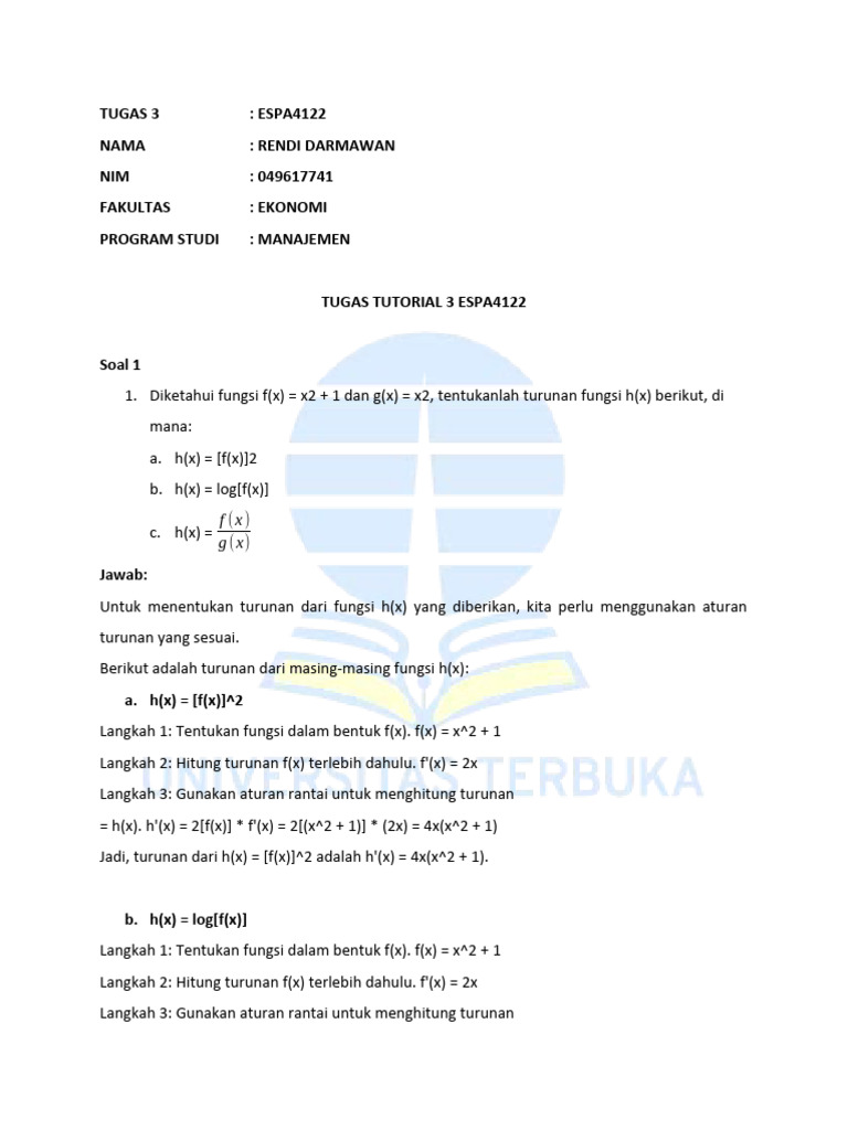 Lembar Jawaban Tugas Tutorial 3 | PDF