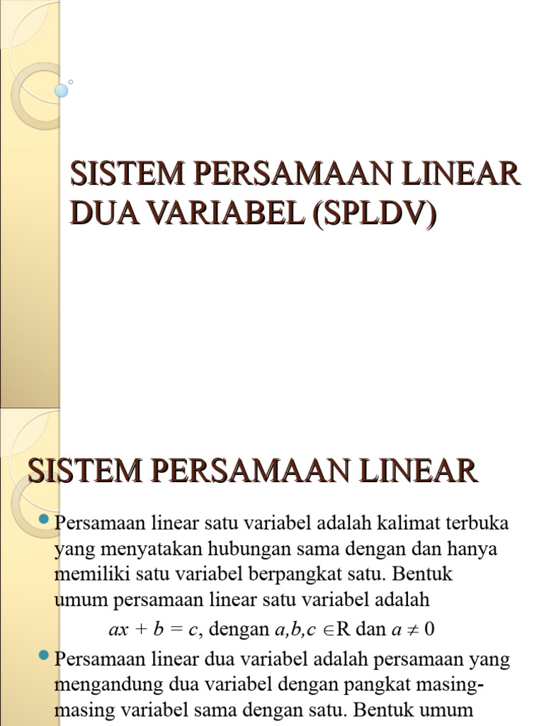 KB-4 Sistem-Persamaan-Linear-Dua-Variabel-Spldv | PDF