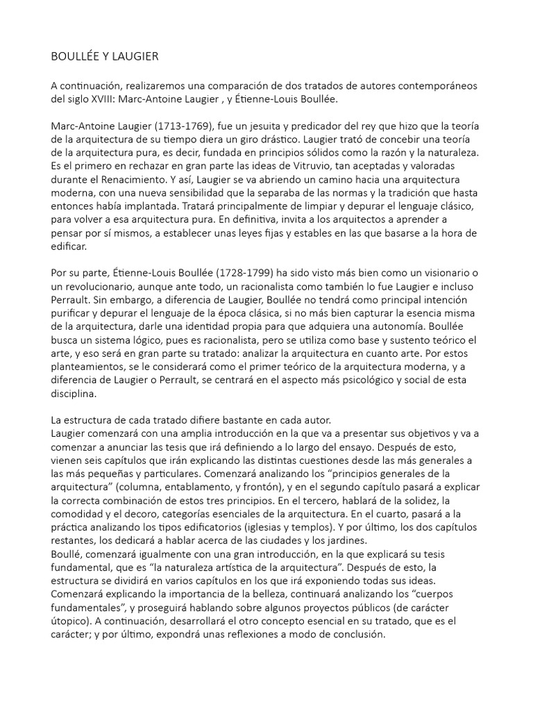 Comparativa de Laugier y Boullée | PDF