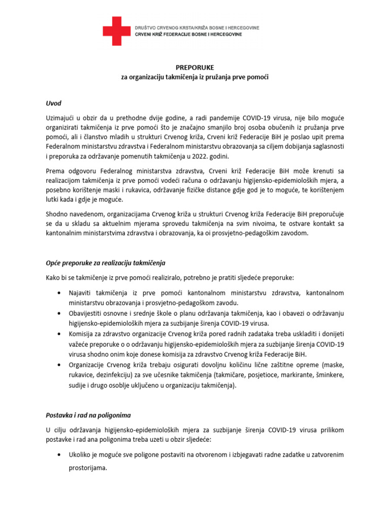 Preporuke Za Tamičenja Iz Prve Pomoći | PDF