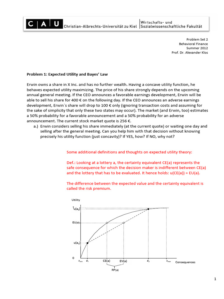 Behavioral Finance - Tutorial 2 With Solutions | PDF | Risk Premium ...