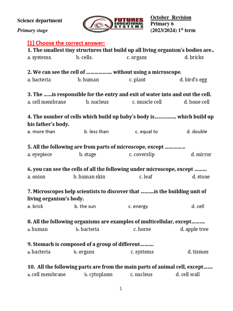 Primary 6 Science Revision Quiz | PDF | Science & Mathematics ...