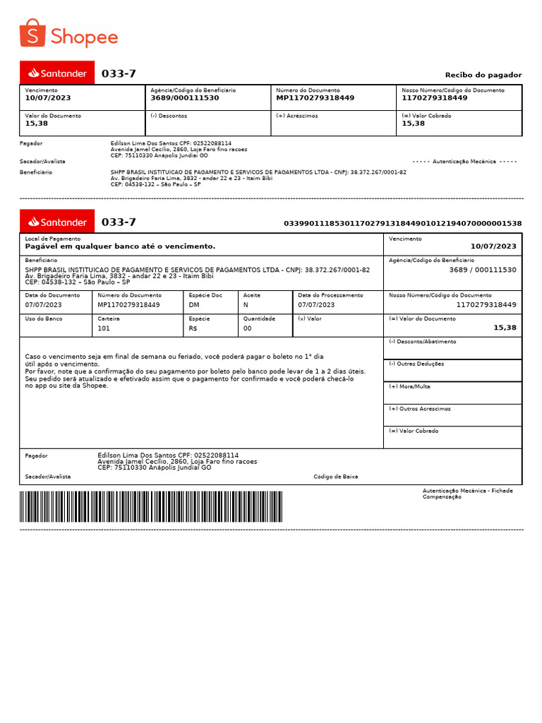 Santander Boleto 2 | PDF