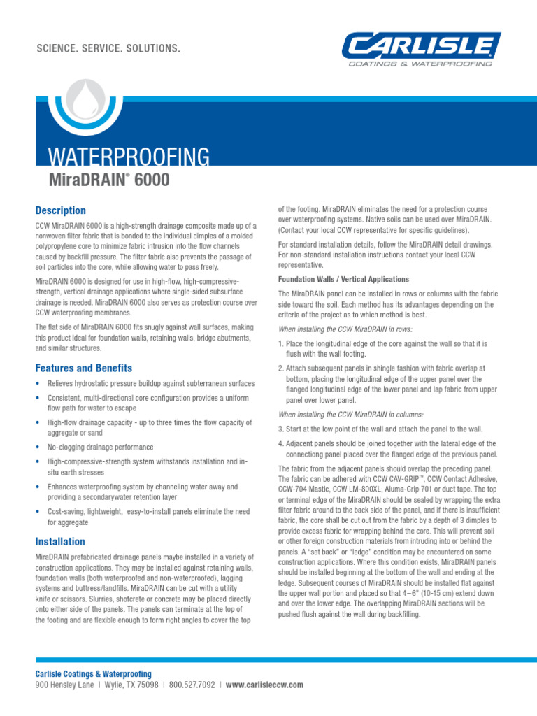 5113 en MiraDRAIN 6000 TDS | PDF | Drainage | Concrete