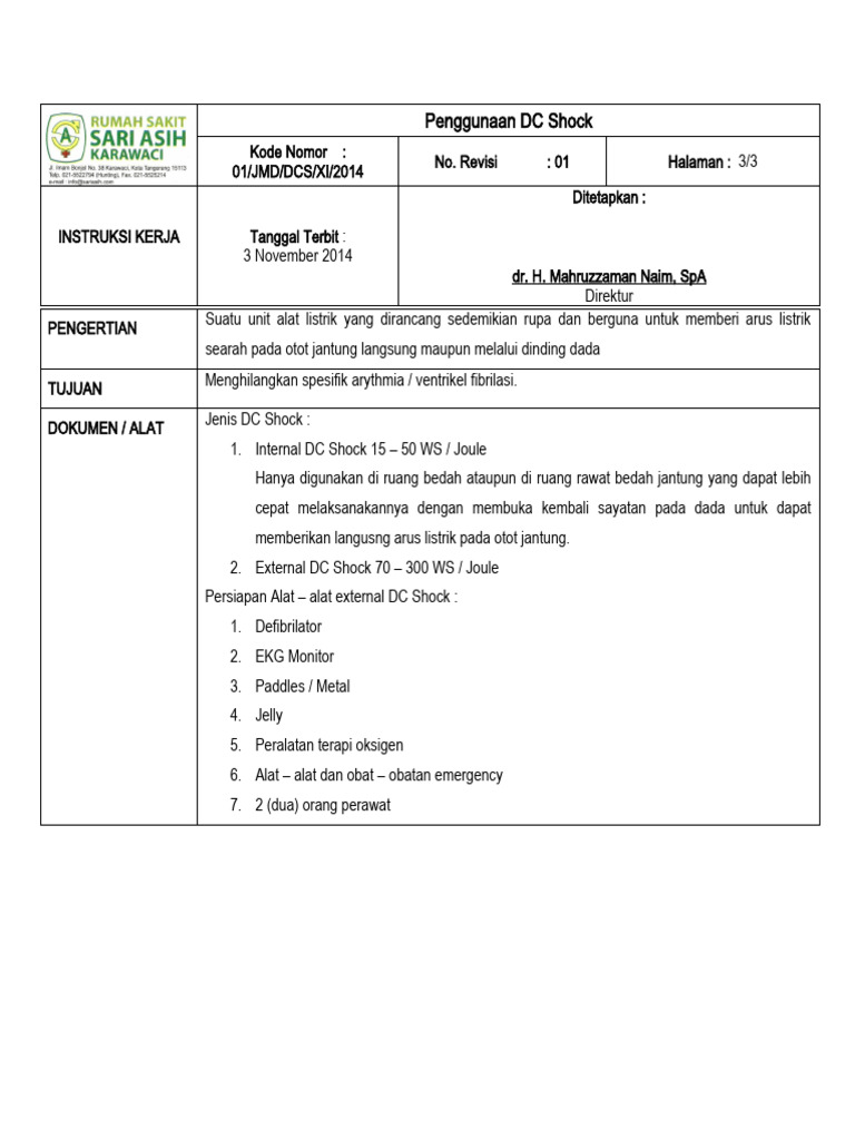 Instruksi Penggunaan DC Shock | PDF