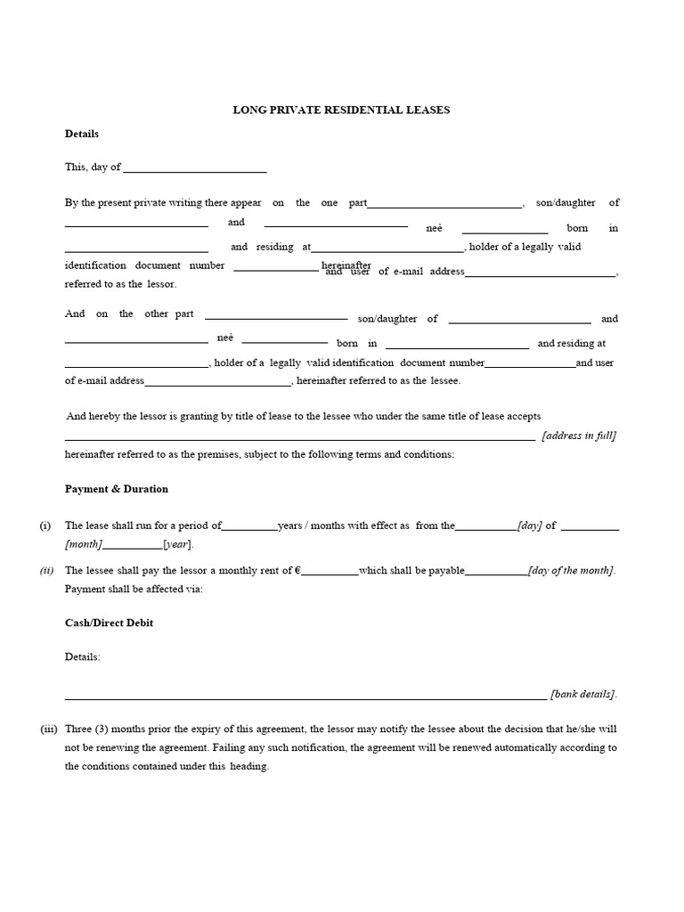 Long Private Contract Template | PDF