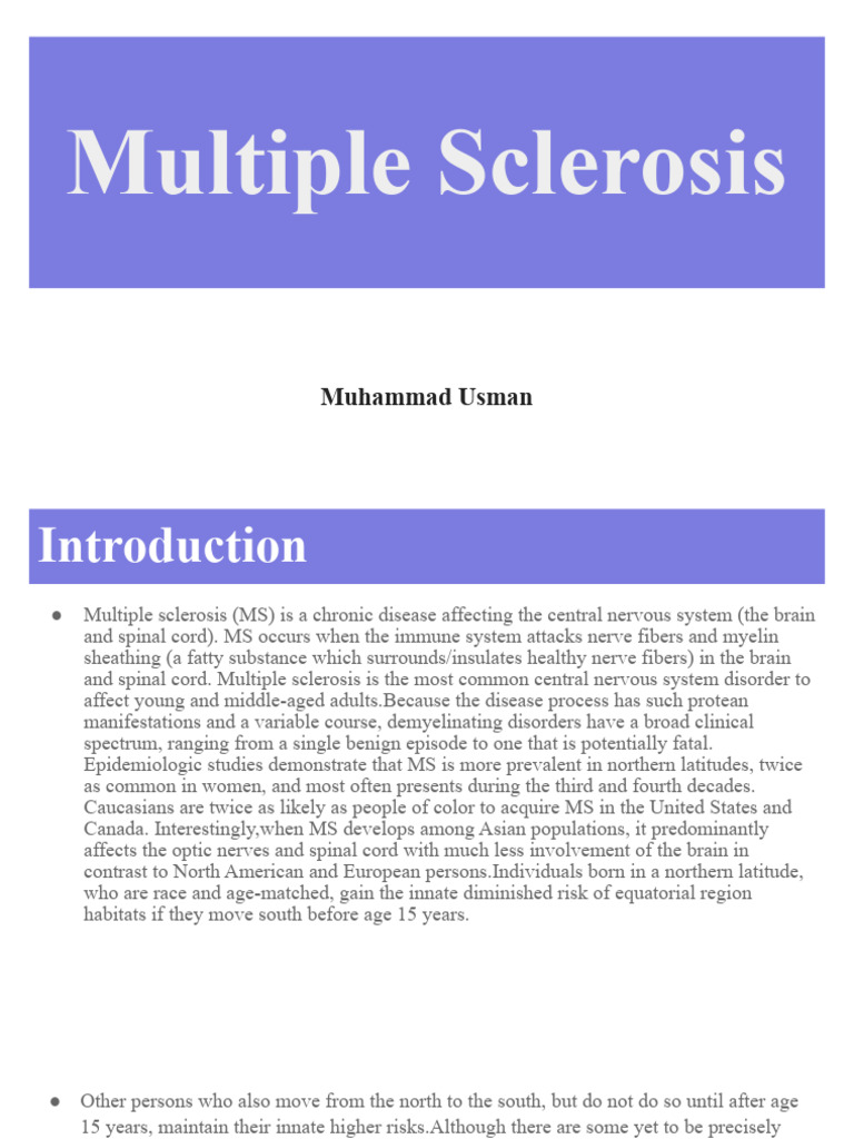 Multiple Sclerosis | PDF | Multiple Sclerosis | Myelin