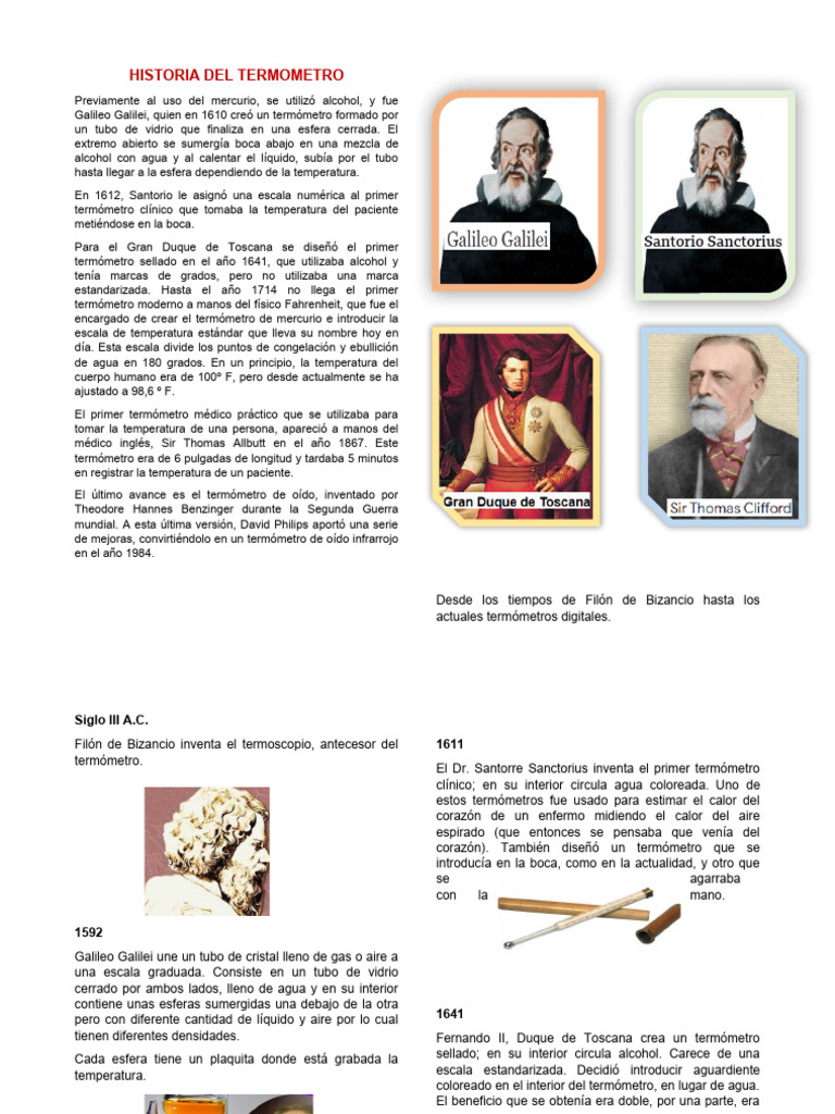 Evolución del Termómetro a lo Largo del Tiempo | PDF