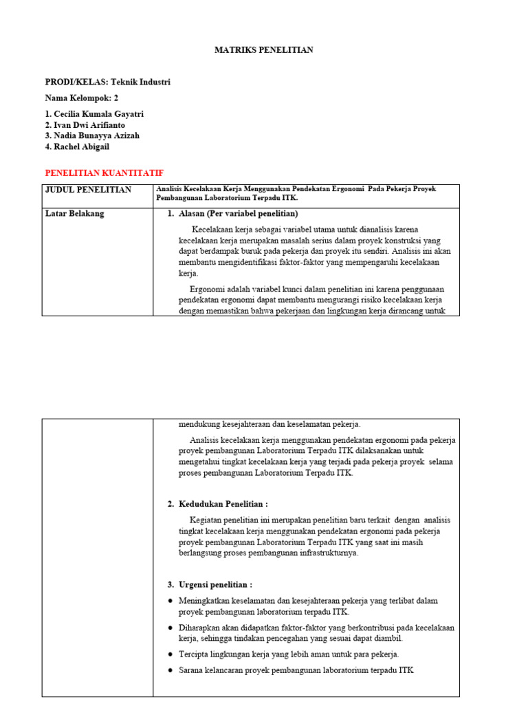 Analisis Kecelakaan Kerja Menggunakan Pendekatan Ergonomi Pada Pekerja Proyek Pembangunan ...