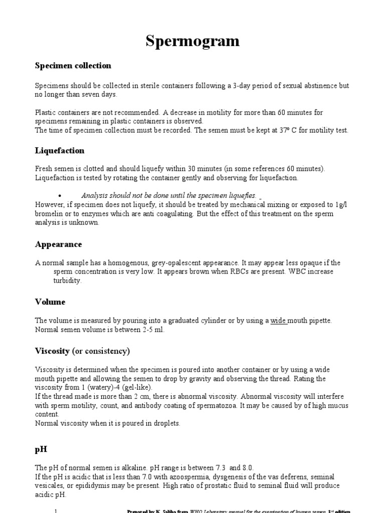 Spermogram 1 | PDF | Semen | Medical Specialties