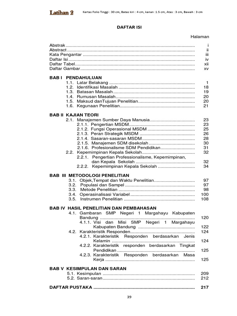 Latihan 2 - Daftar Isi - Dengan Pengaturan Tabulasi | PDF
