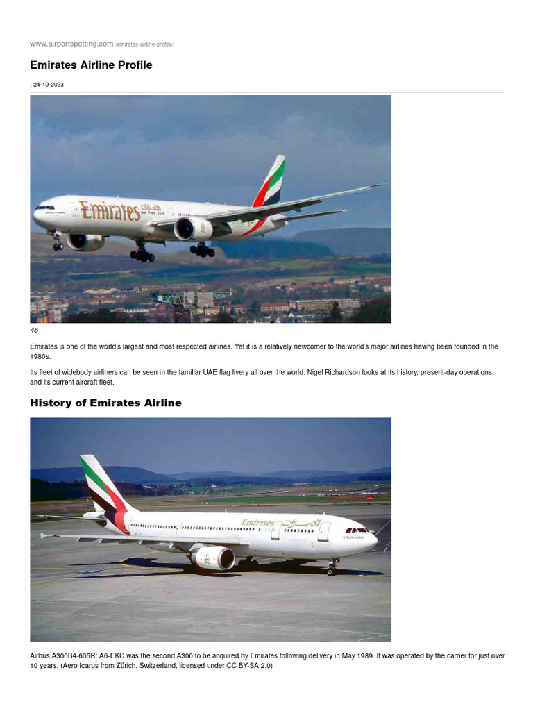 Emirates Airline: History and Fleet Overview | PDF