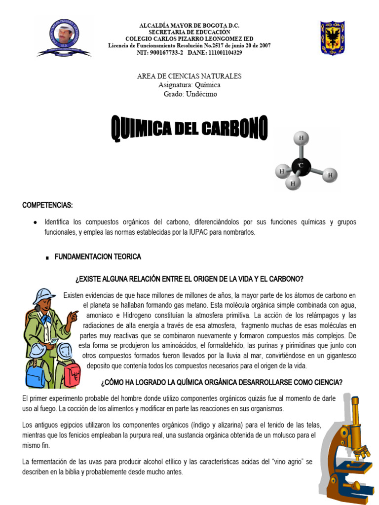 Guia 1 Periodo 11 Carbono-Y-Sus-Compuestos. | PDF | Carbón | Hidrocarburos