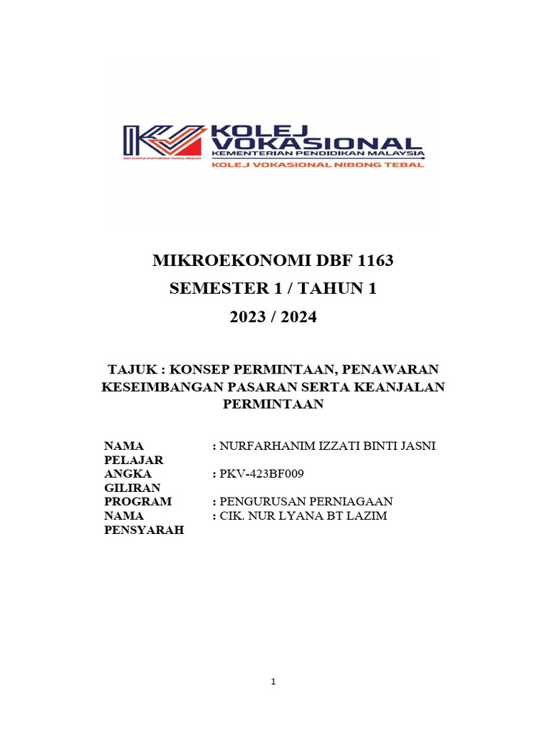 MIKROEKONOMI DBF 1163 - Hanim | PDF