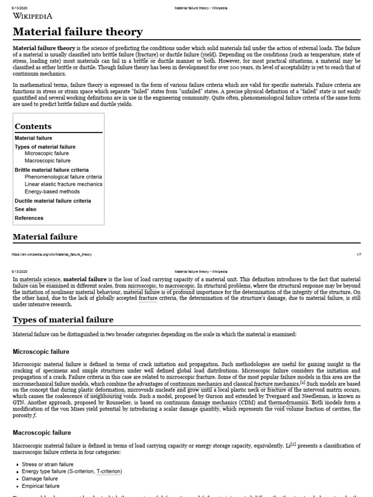 Material Failure Theory - Wikipedia | Download Free PDF | Fracture ...