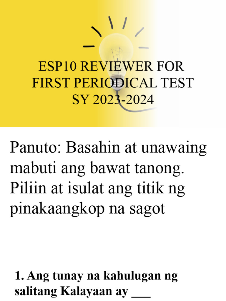 Esp10 1st Periodical Reviewer Sy 2023 24 | PDF