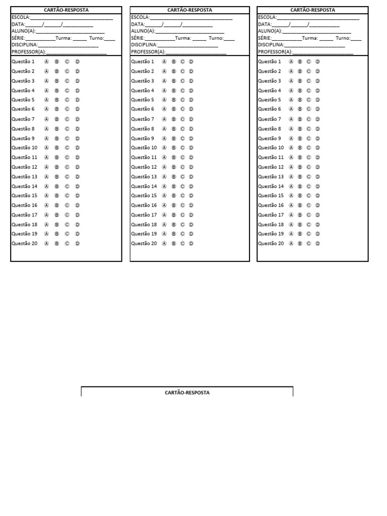 Gabarito para 20 Questões | PDF