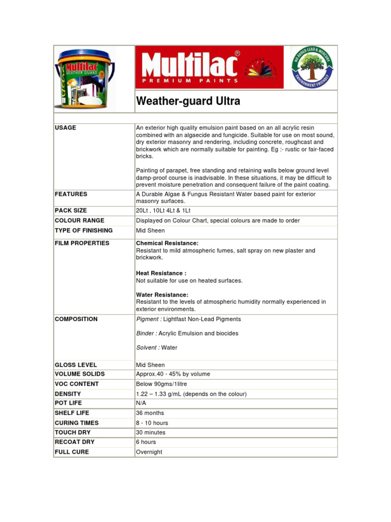 TDS Weatherguard Ultra X | PDF | Paint | Building Engineering