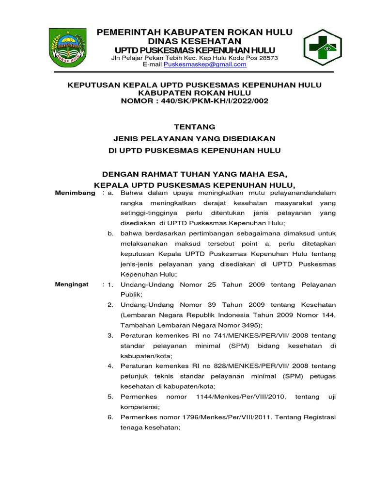 111b SK JENIS PELAYANAN | PDF