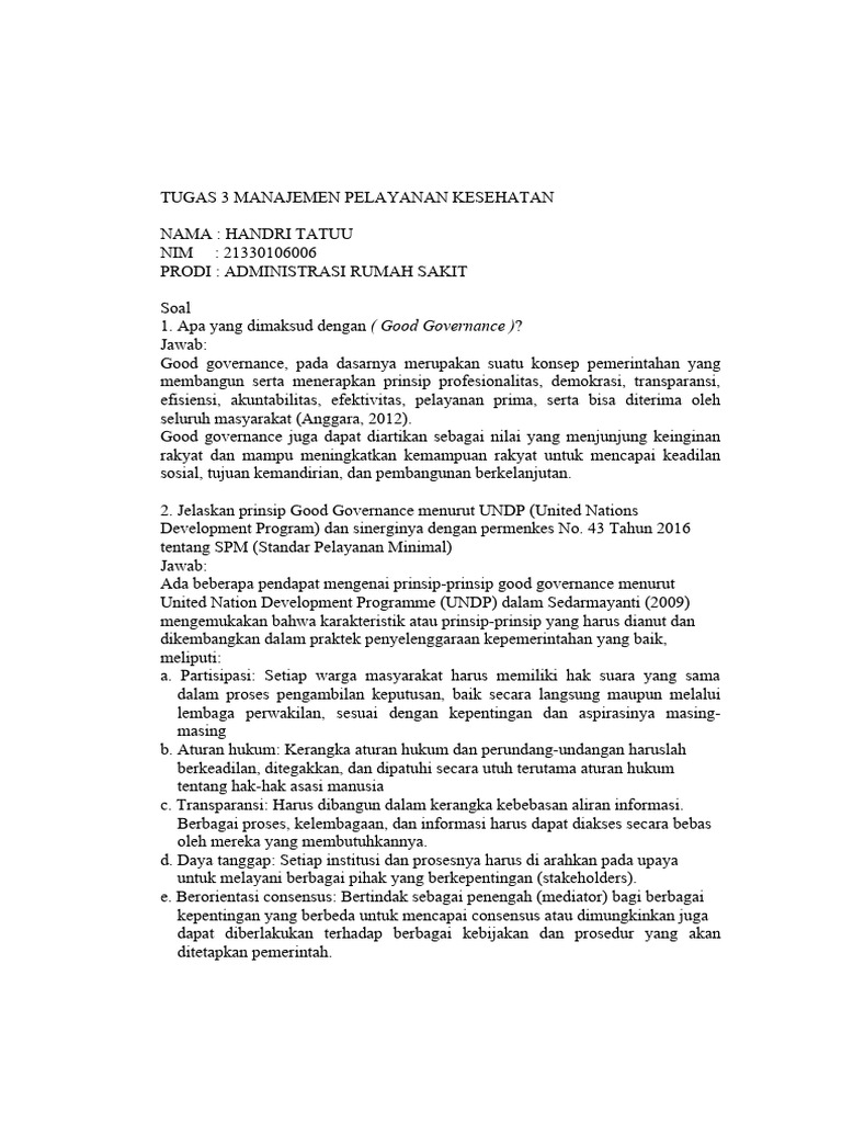 MANAJEMEN PELAYANAN KESEHATAN by Handri Tatuu | PDF