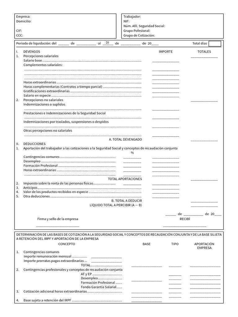 Plantilla Nómina Editable | PDF