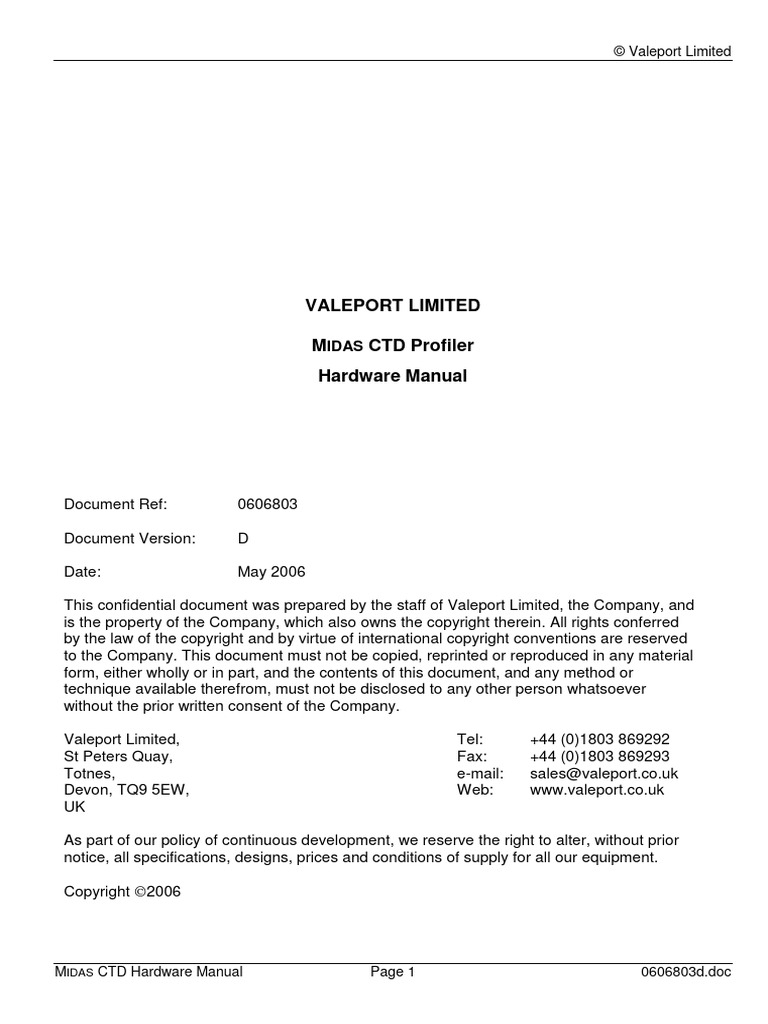 MIDAS CTD Operating Manual 0606803d | PDF