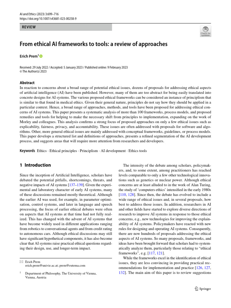 From Ethical AI Frameworks To Tools: A Review of Approaches | PDF | Artificial Intelligence ...