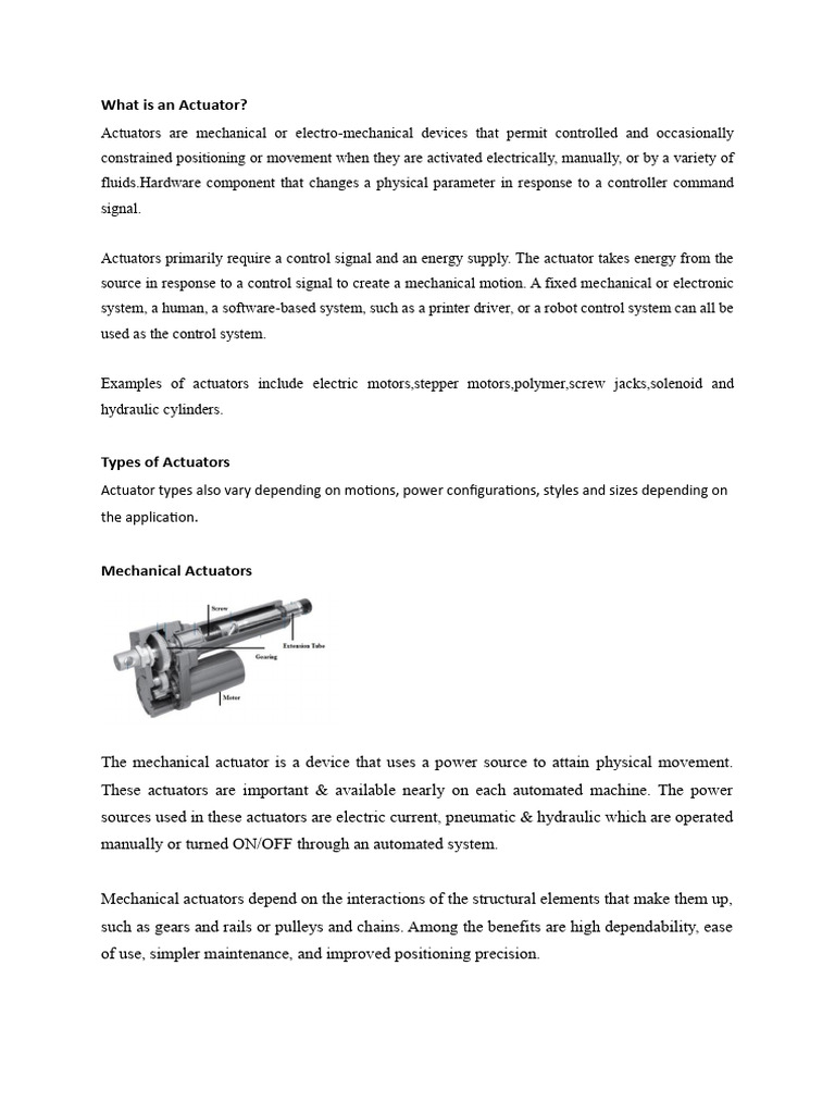 What Is An Actuator? | PDF | Actuator | Mechanical Engineering