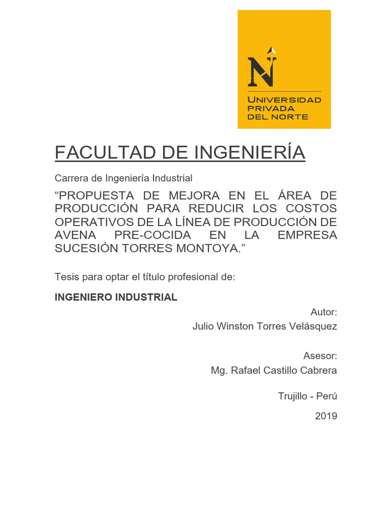 Propuesta de Mejora en el Area de Produccion para Reducir los Costos ... Propuesta de Mejora en el Area de Produccion para Reducir los Costos ...