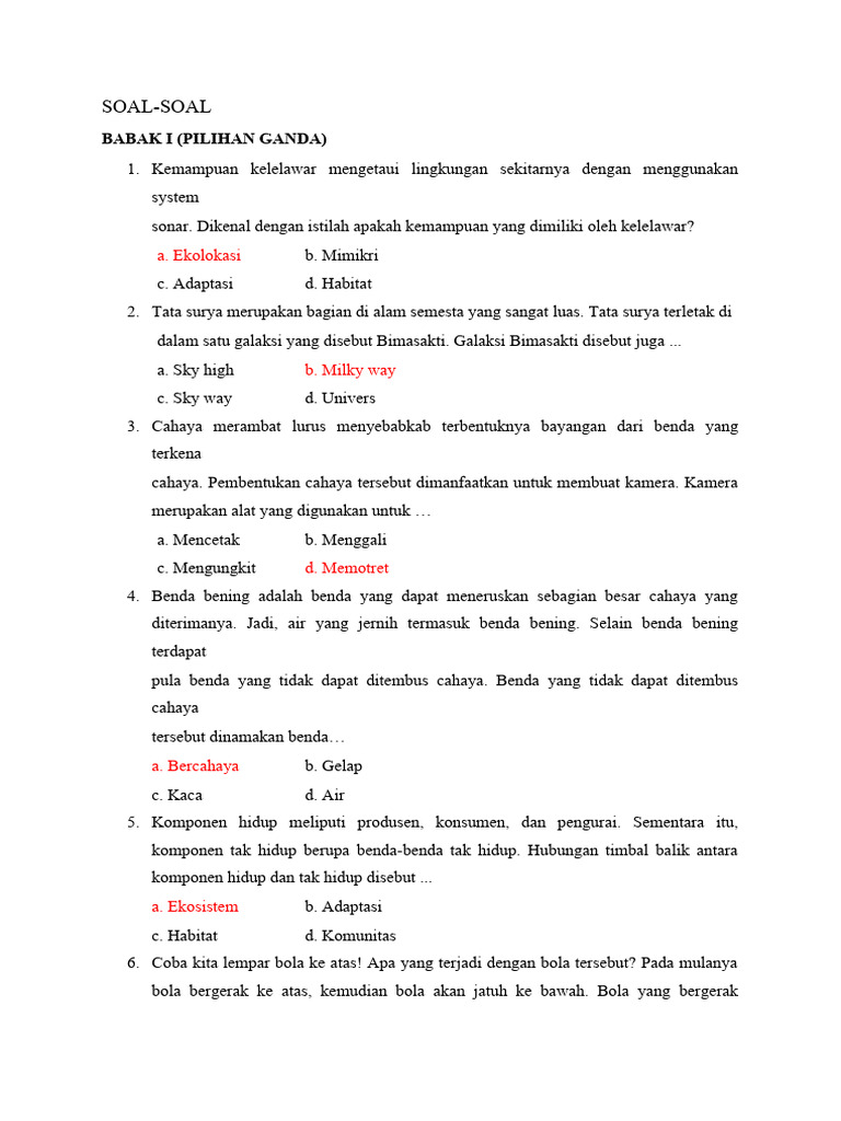 Soal Sains untuk Pelajar Sekolah | PDF | Ilmu Sosial | Sains & Matematika