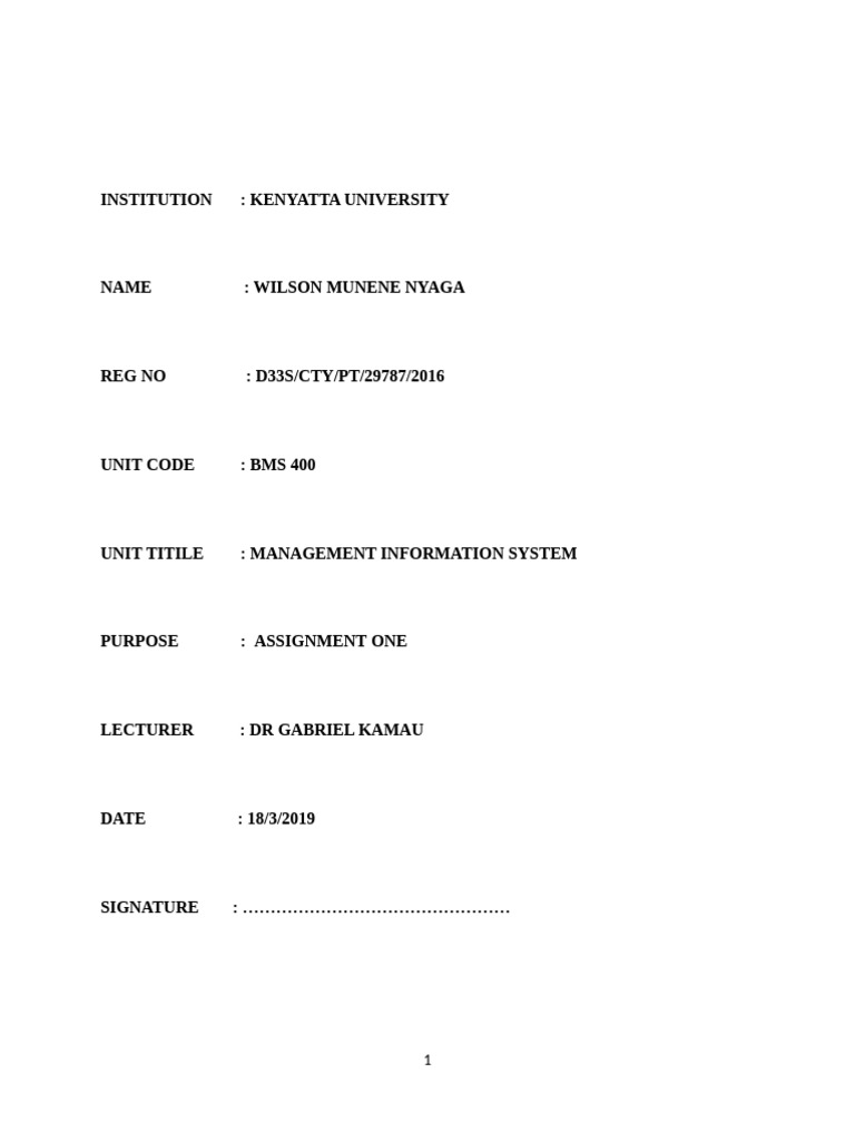 Bms 400 Assignment 1 | PDF