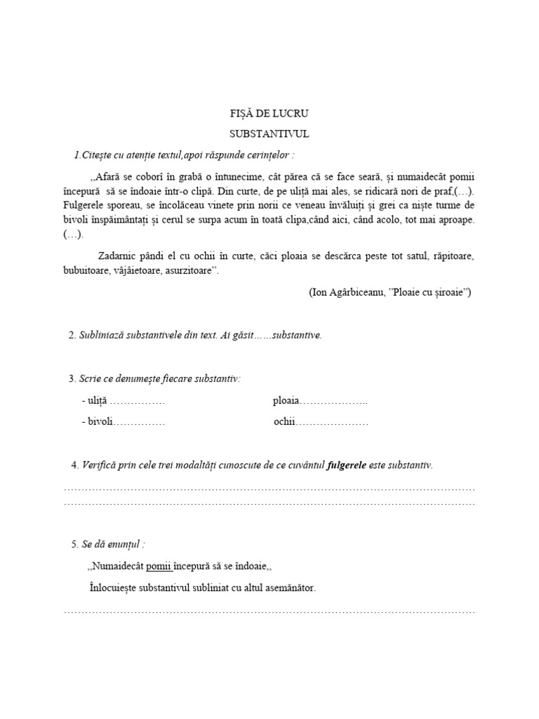 Fise de Lucru Parti de Vorbire | PDF