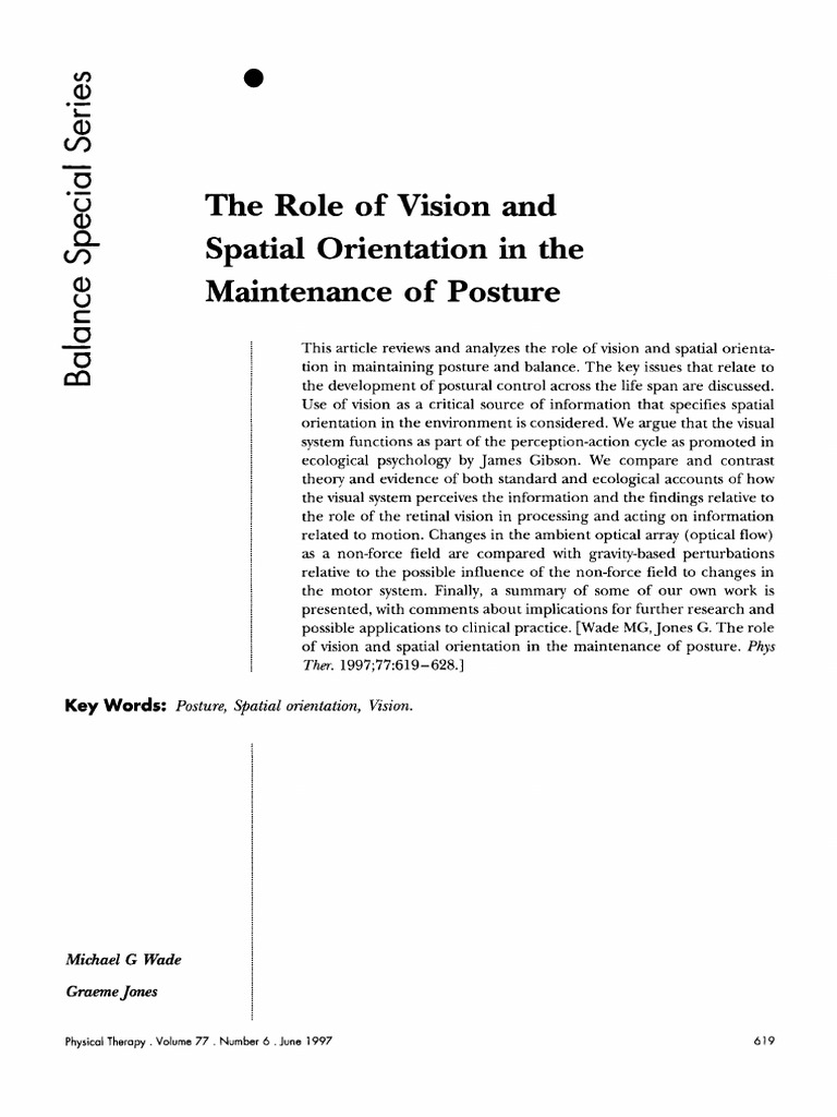 The Role of Vision and Spatial Orientation in The Maintenance of ...