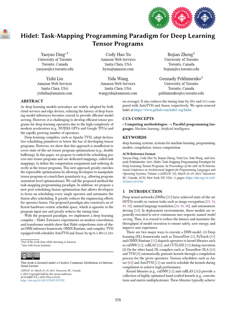 Hidet: Task-Mapping Programming Paradigm For Deep Learning Tensor Programs | PDF | Thread ...