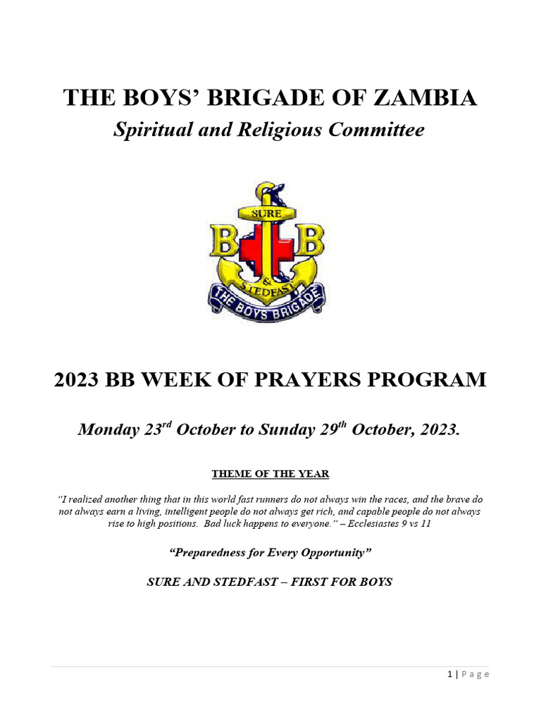Boys' Brigade Week of Prayers 2023 | PDF | Jesus | Prayer